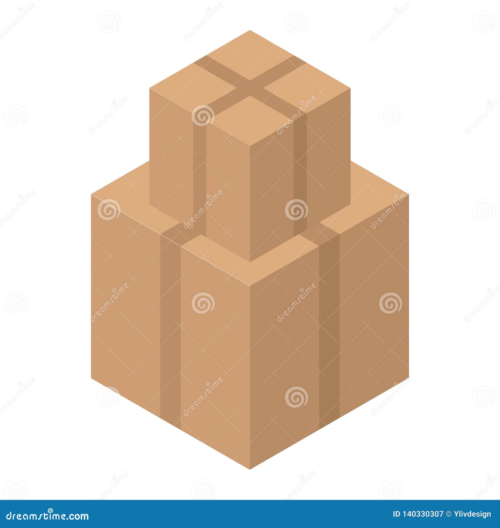Carton Box Stack Icon, Isometric Style Stock Vector - Illustration of ...