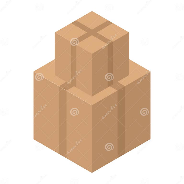 Carton Box Stack Icon, Isometric Style Stock Vector - Illustration of ...