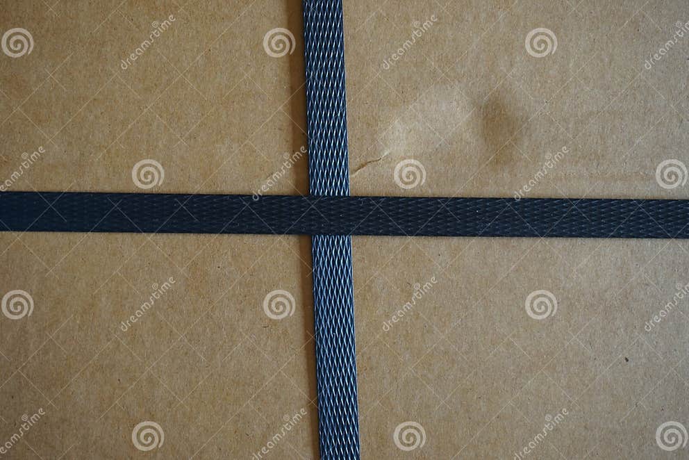 Carton box with straps stock photo. Image of material - 92848332