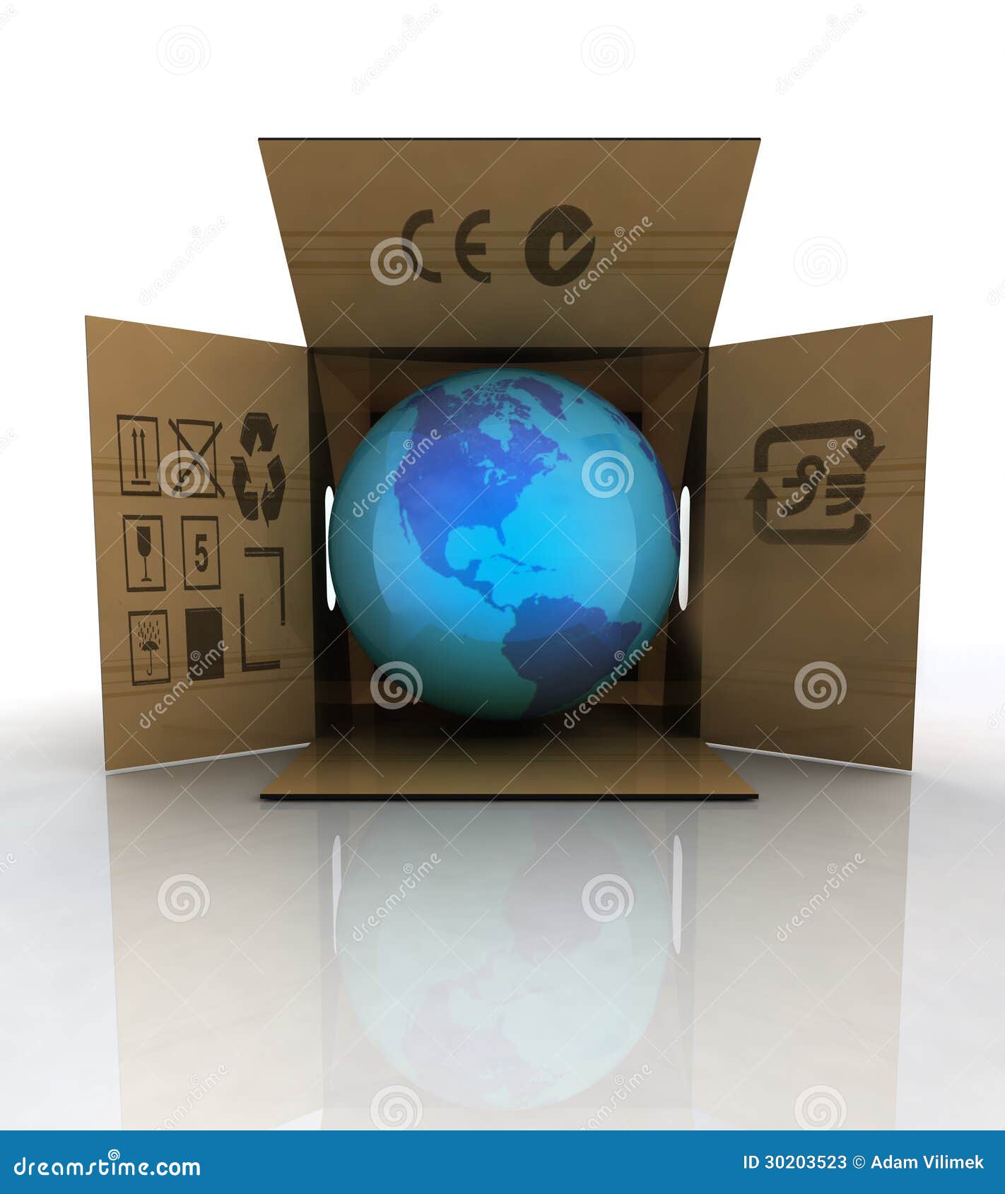 Carton Box with World Globe with America Stock Illustration ...