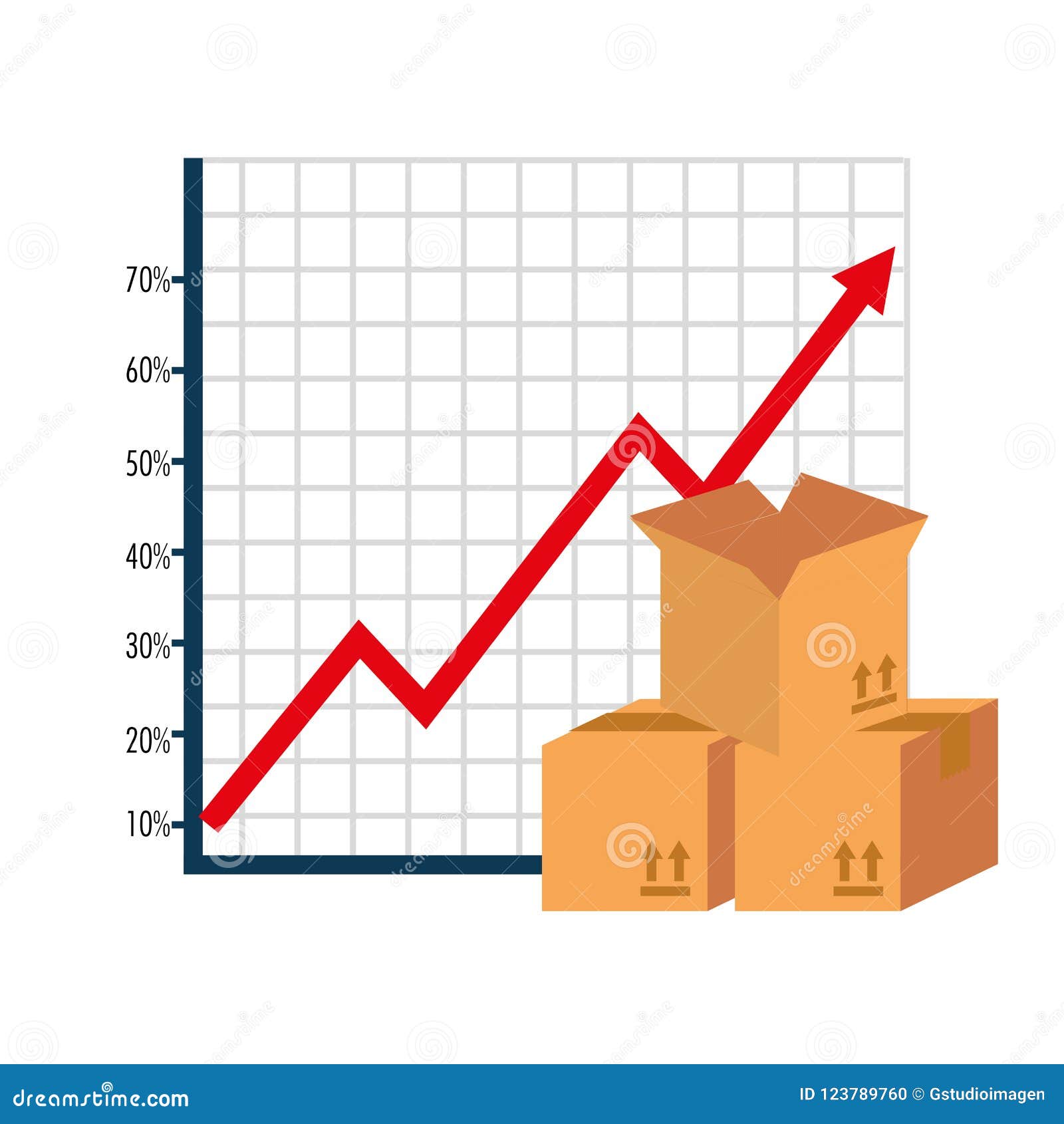 Carton Boxes with Arrow Up Statistics Stock Vector - Illustration of ...