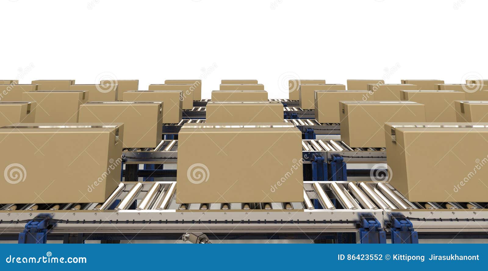 Carton Boxes on Conveyor Belt Stock Illustration - Illustration of ...