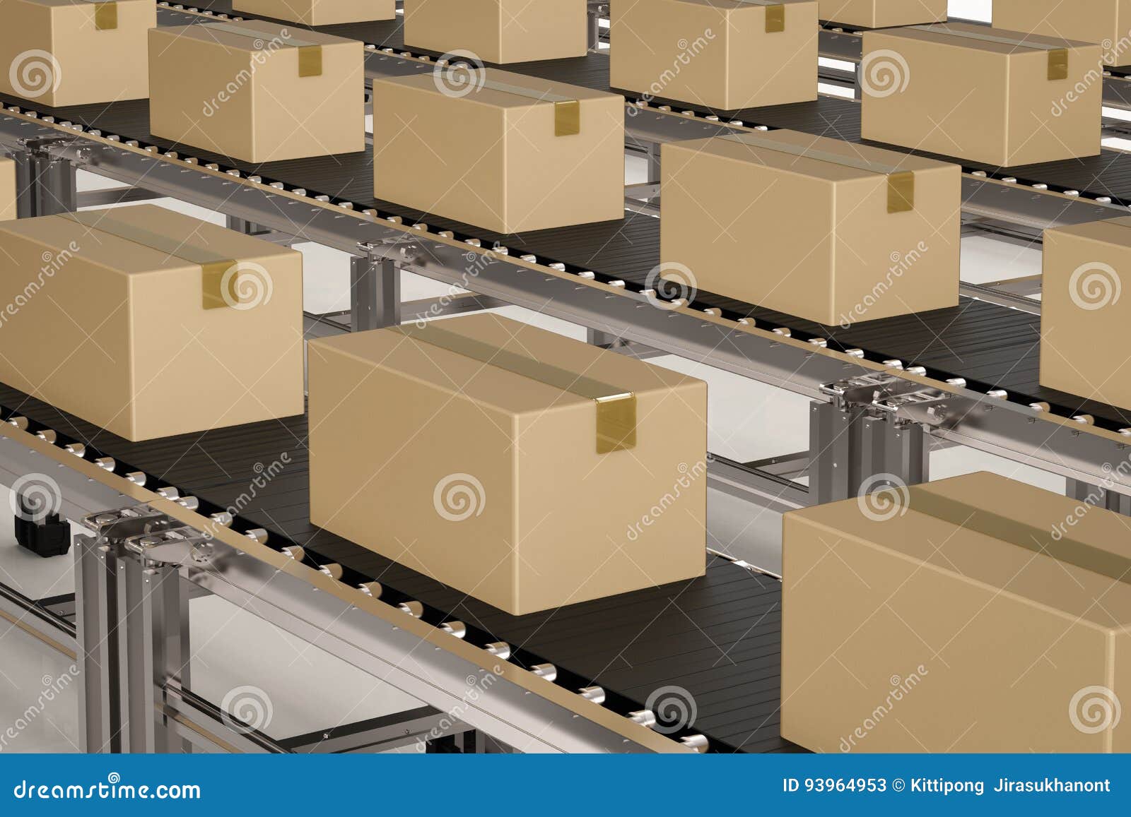 Carton Boxes on Conveyor Belts Stock Illustration - Illustration of ...