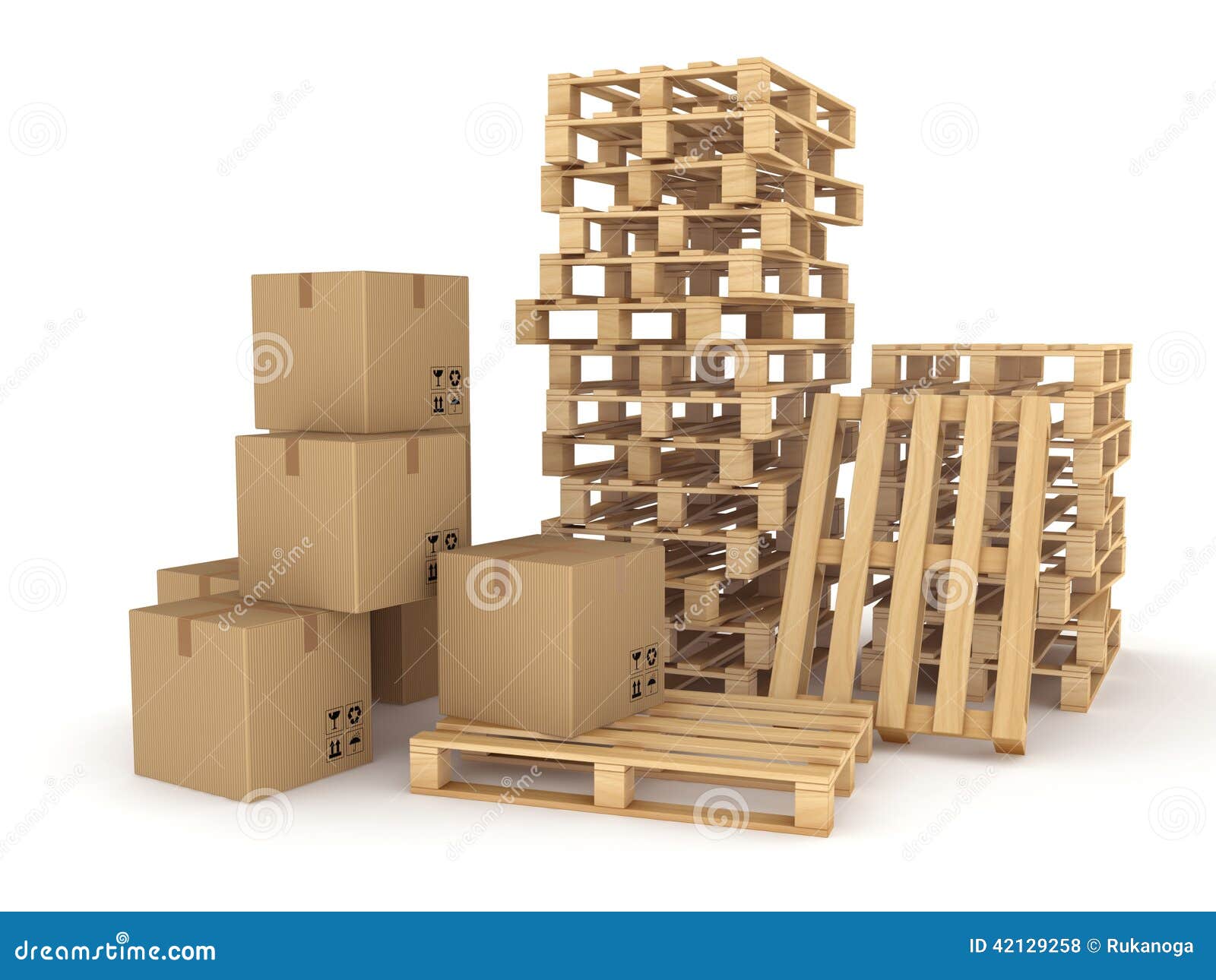 Carton boxes and pallets. stock illustration. Illustration of logistics ...