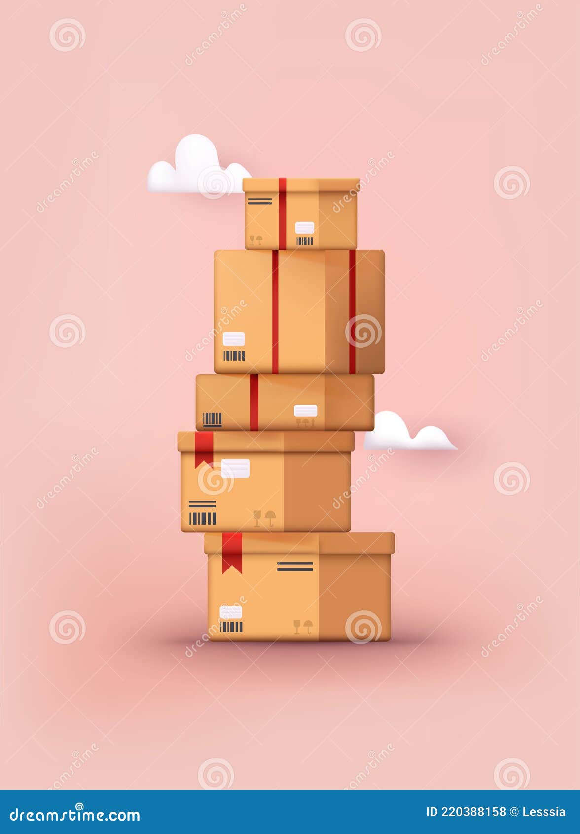 Carton Delivery Packaging Open And Closed Box With Fragile Signs ...