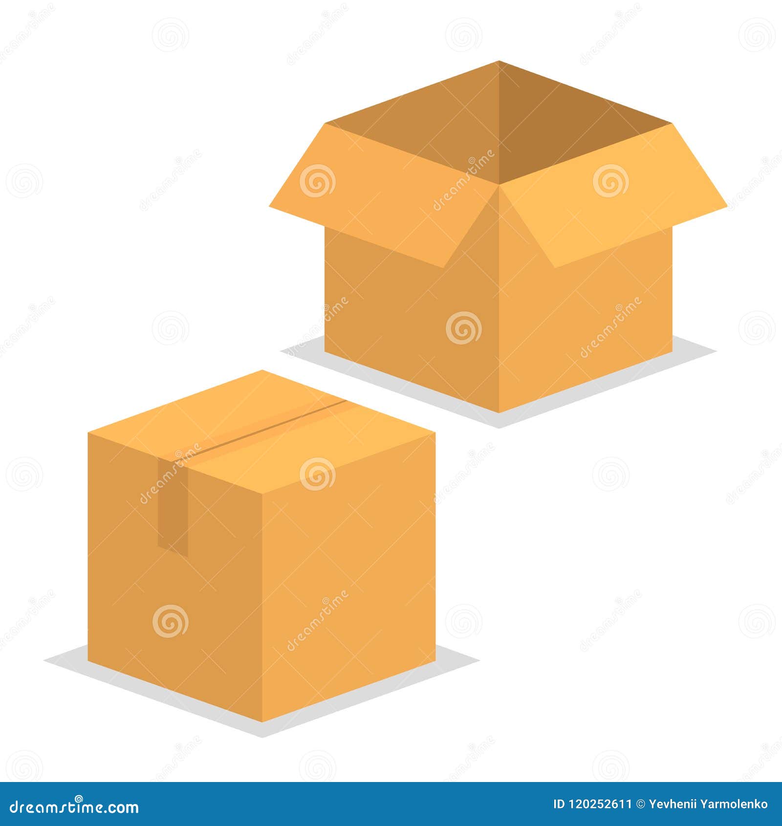 Carton Delivery Packaging Open and Closed Box. Vector Illustration ...