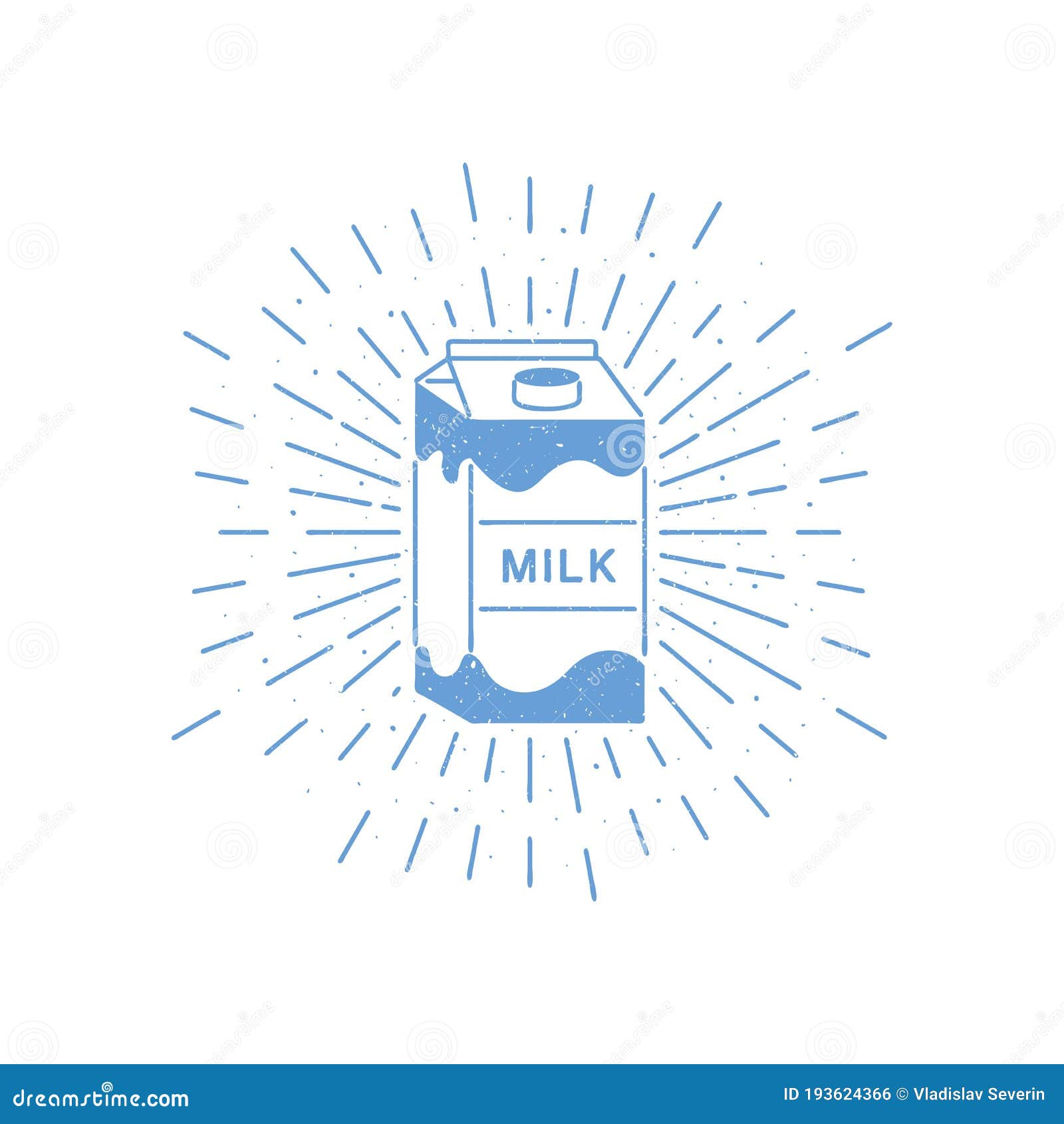 A Carton of Milk with Sun Rays Stock Vector - Illustration of flat ...