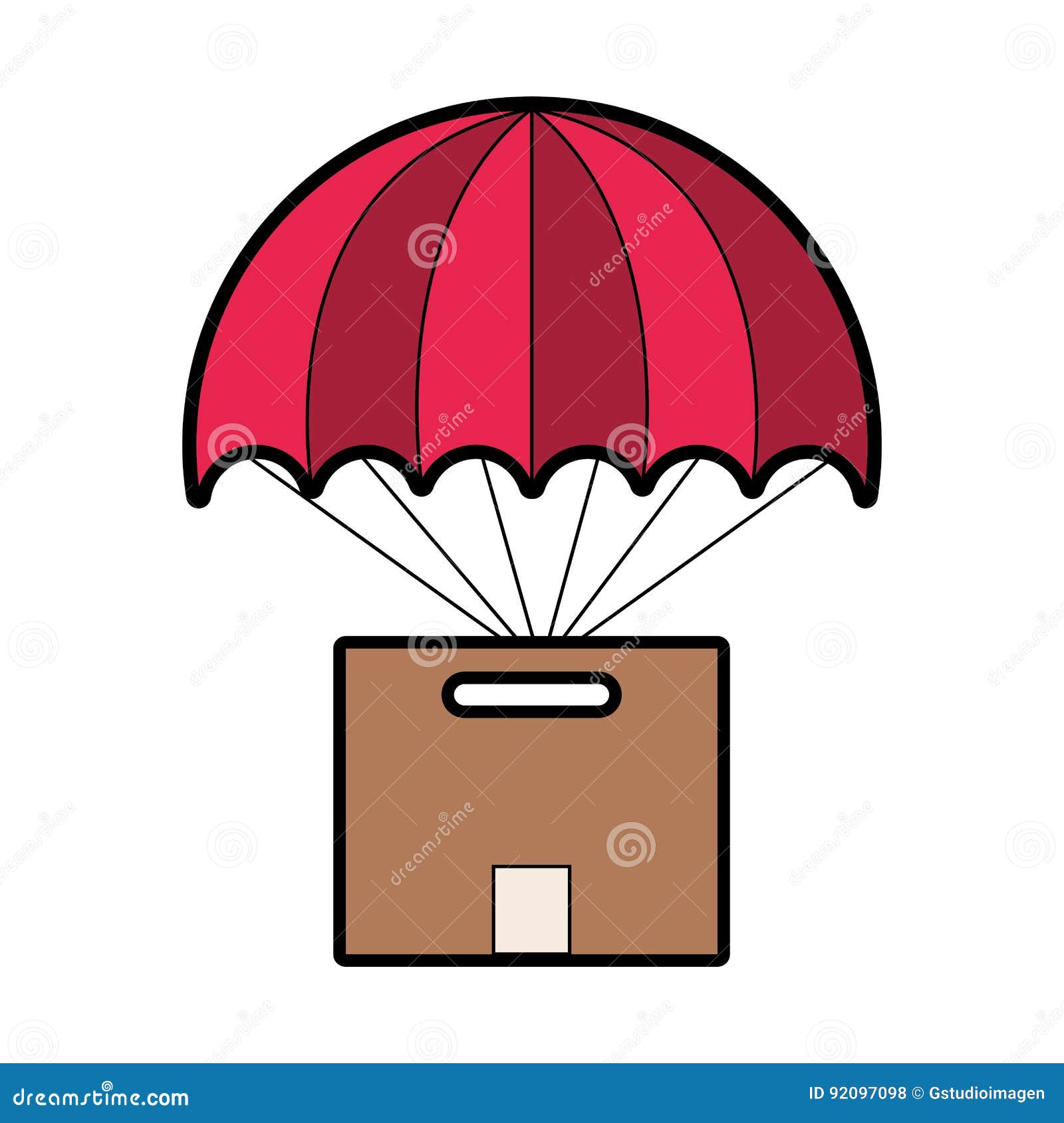 Carton Packing Box with Parachute Icon Stock Vector - Illustration of ...