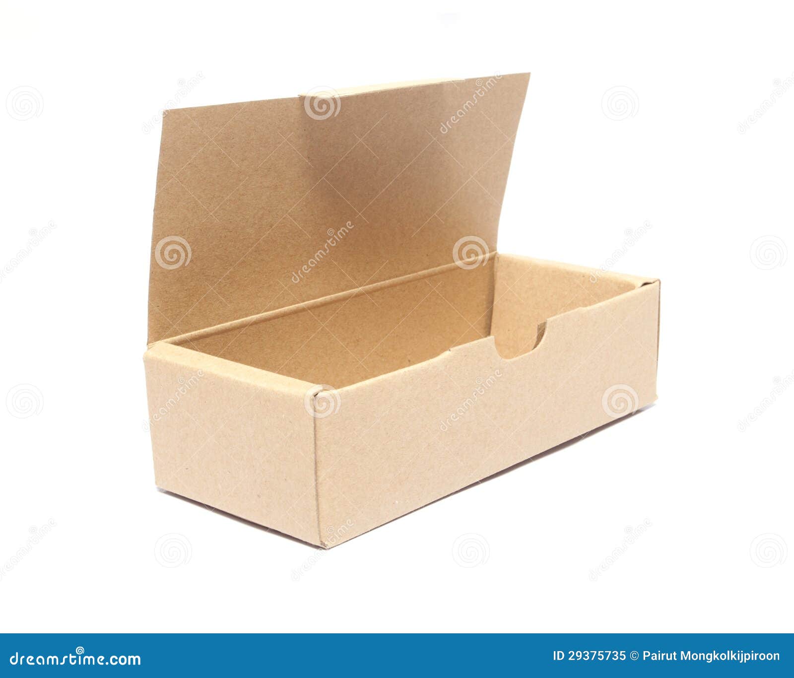 Carton Square Brown Open Lid Isolated Stock Image - Image of board ...