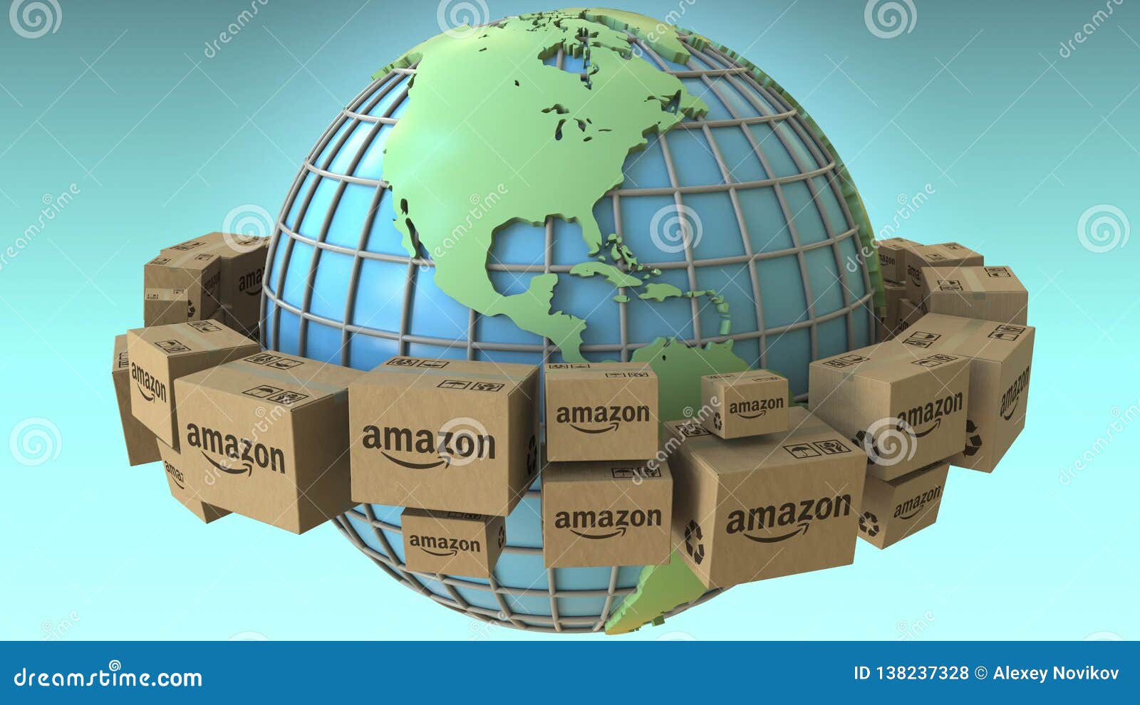 Cartons with AMAZON Logo Around the World, America Emphasized ...
