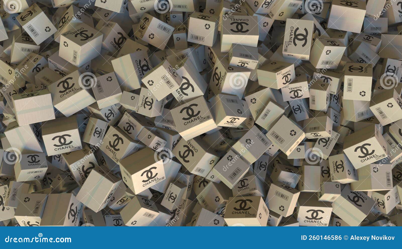 Cartons with CHANEL Logo. Editorial 3D Rendering Editorial Photo ...