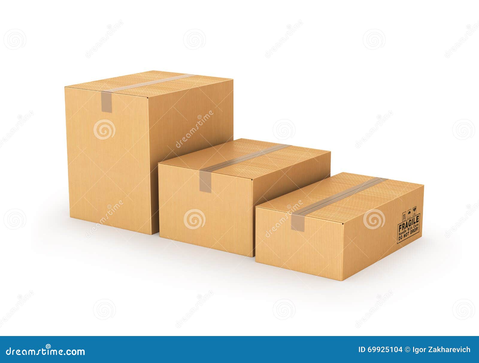 Cartons Of Different Sizes On A White Background. Royalty-Free ...