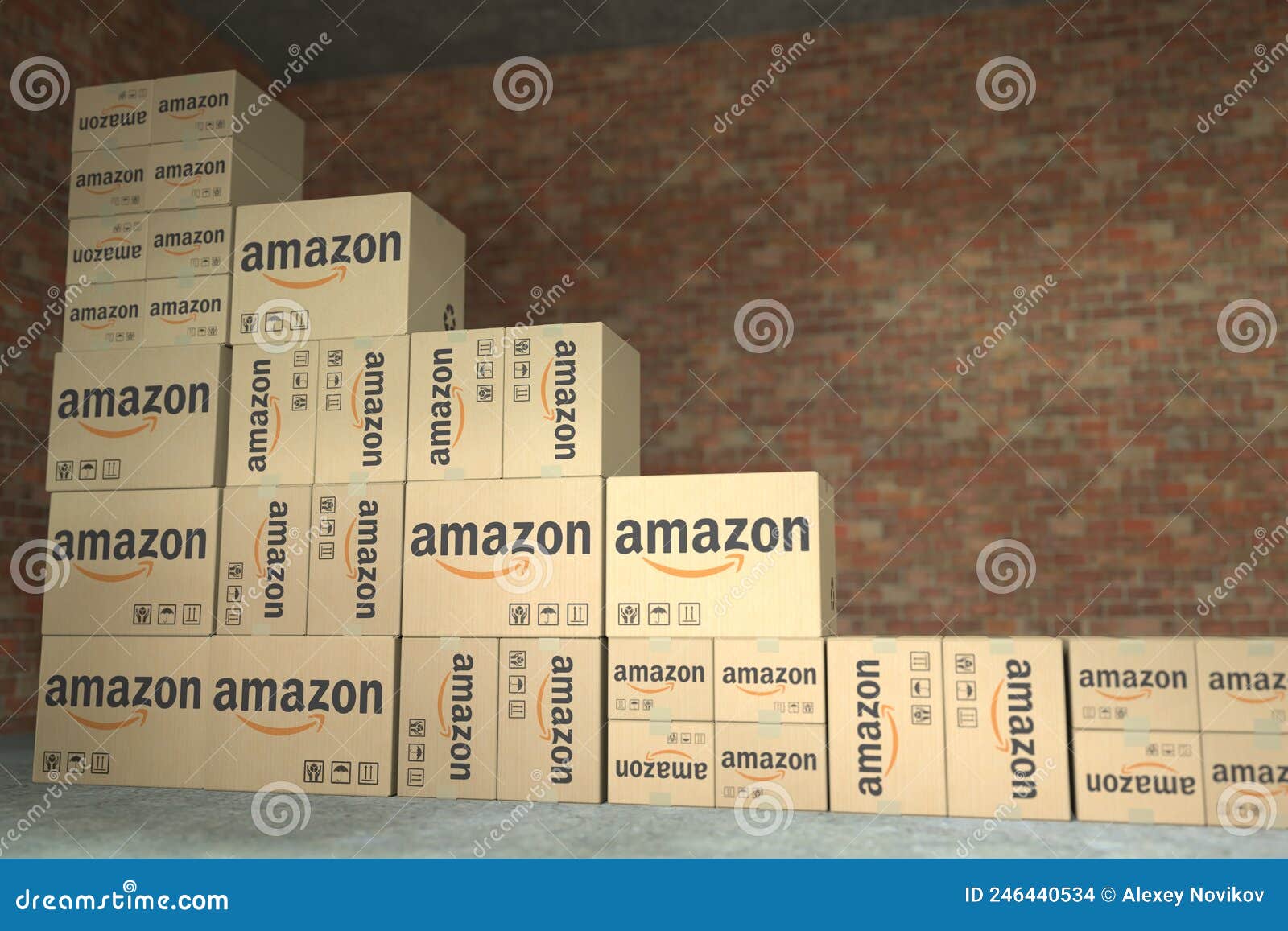 Boxes With AMAZON Logo In Shopping Cart. Editorial 3D Rendering ...