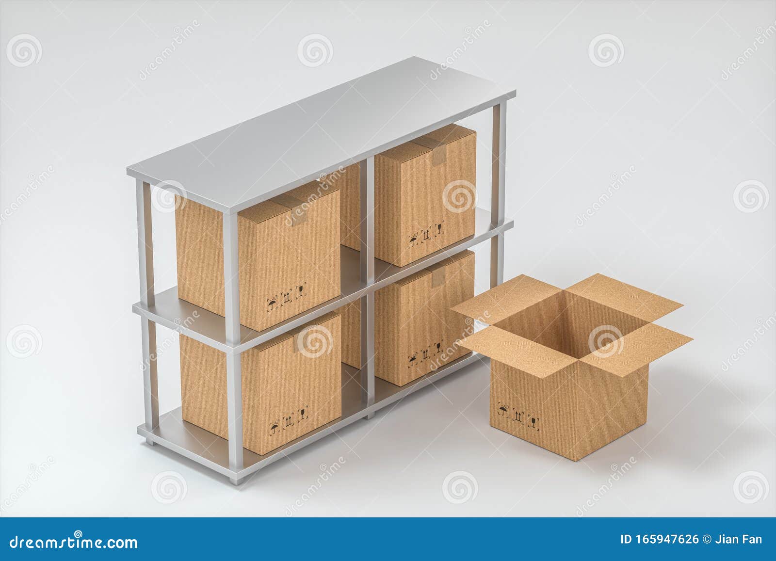 The Cartons are Put on Neatly Arranged Shelves, 3d Rendering Stock ...