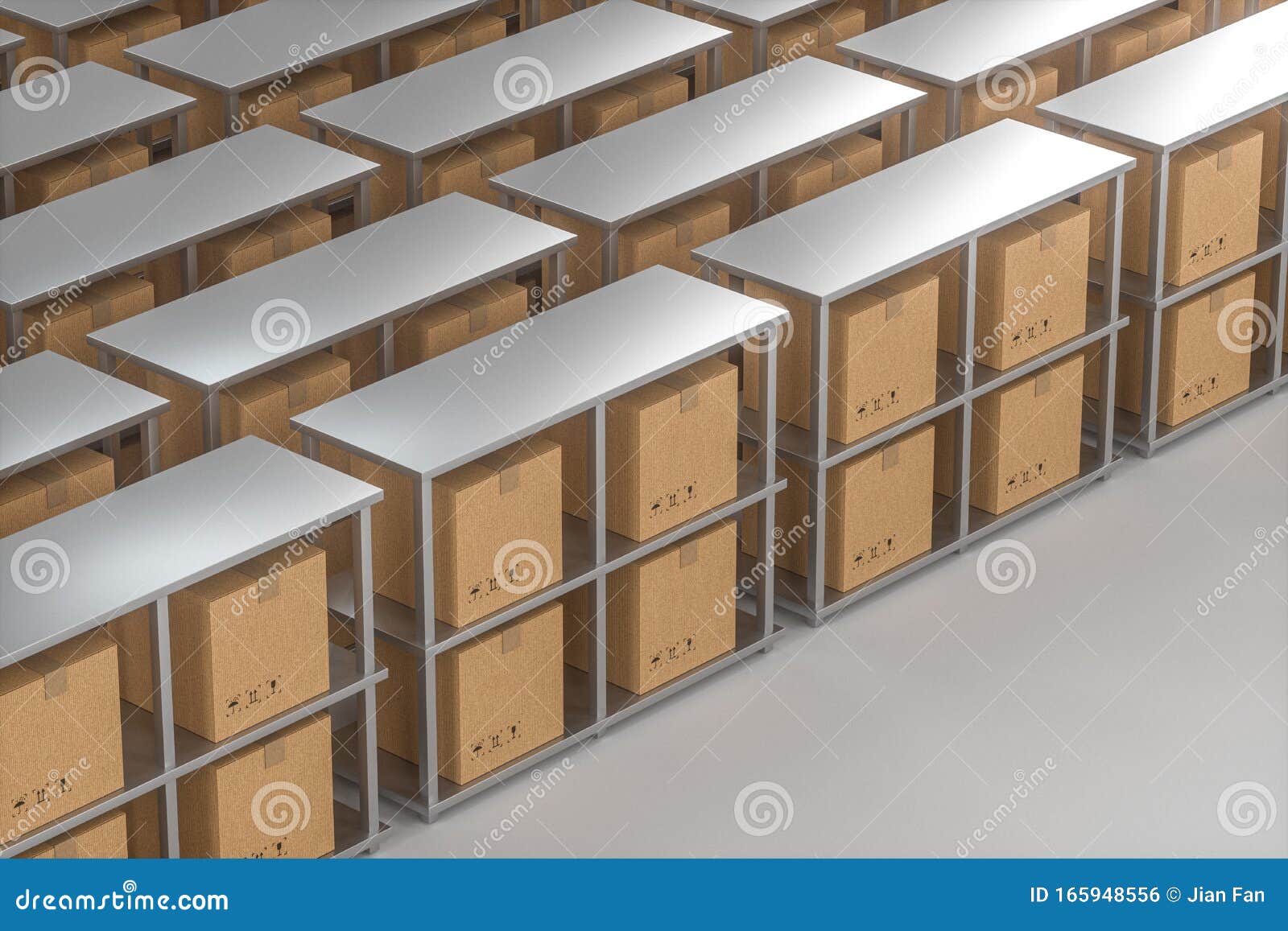 The Cartons are Put on Neatly Arranged Shelves, 3d Rendering Stock ...