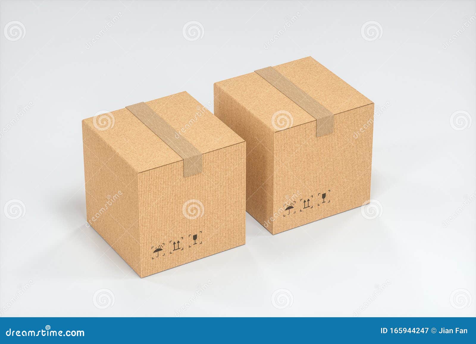 The Cartons Are Stacked Against A White Background, 3d Rendering Stock ...