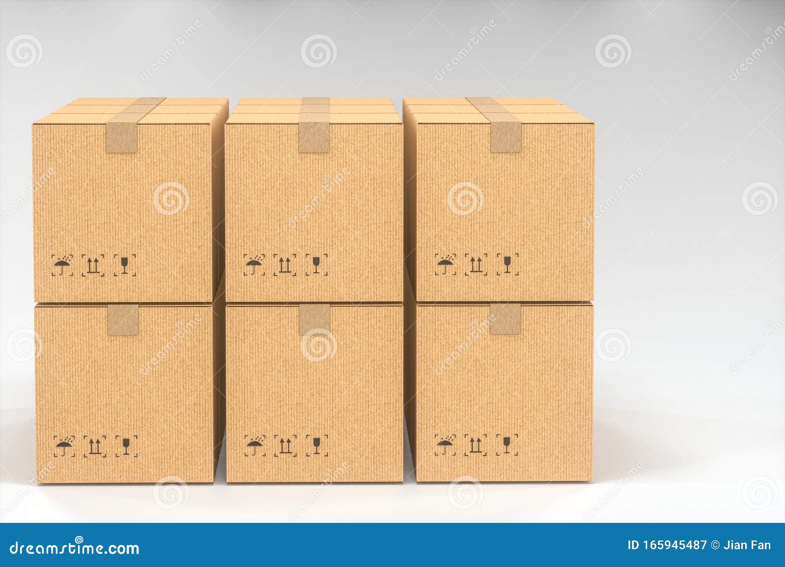 The Cartons Are Stacked Against A White Background, 3d Rendering Stock ...