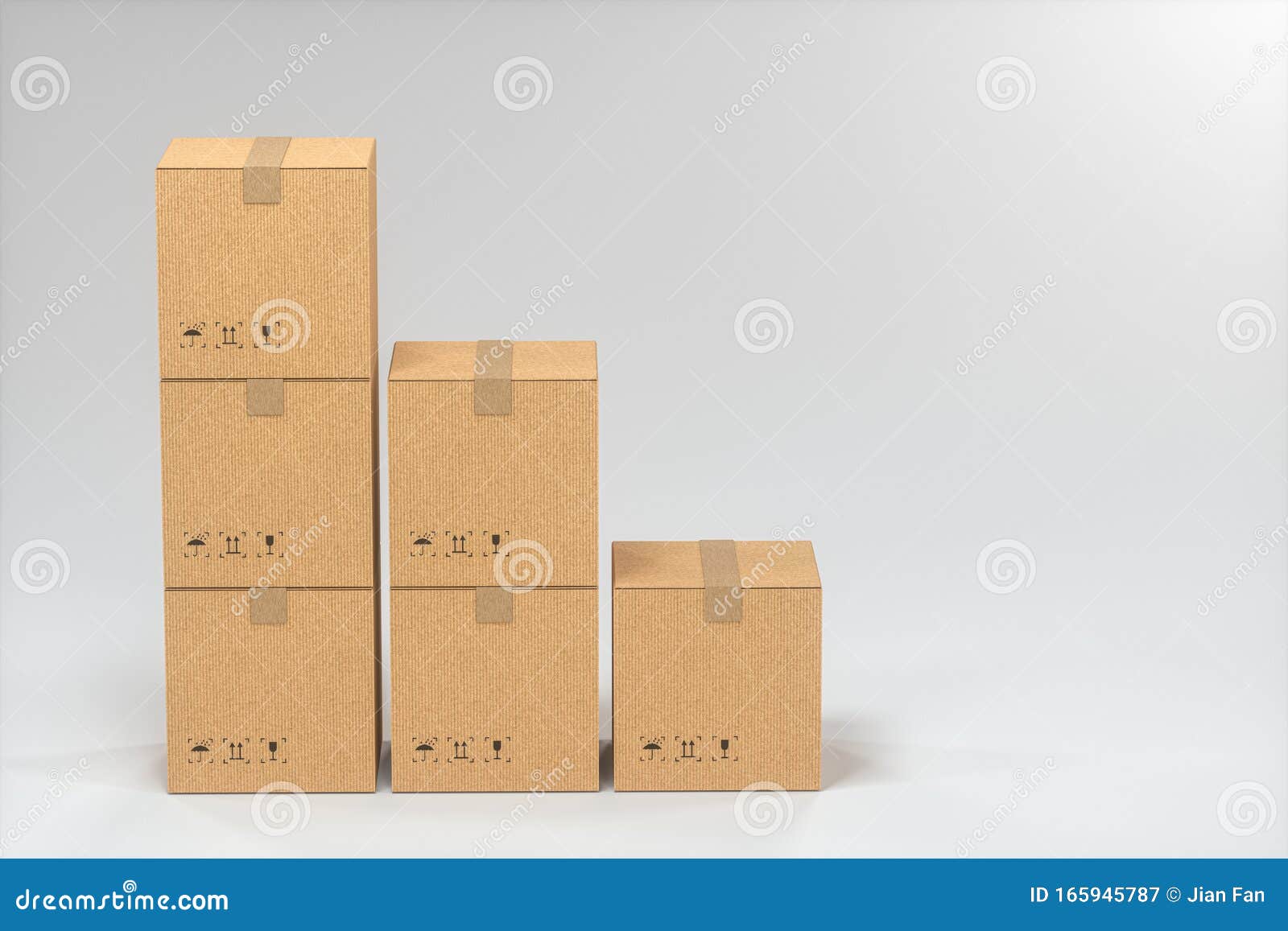 The Cartons are Stacked Against a White Background, 3d Rendering Stock ...
