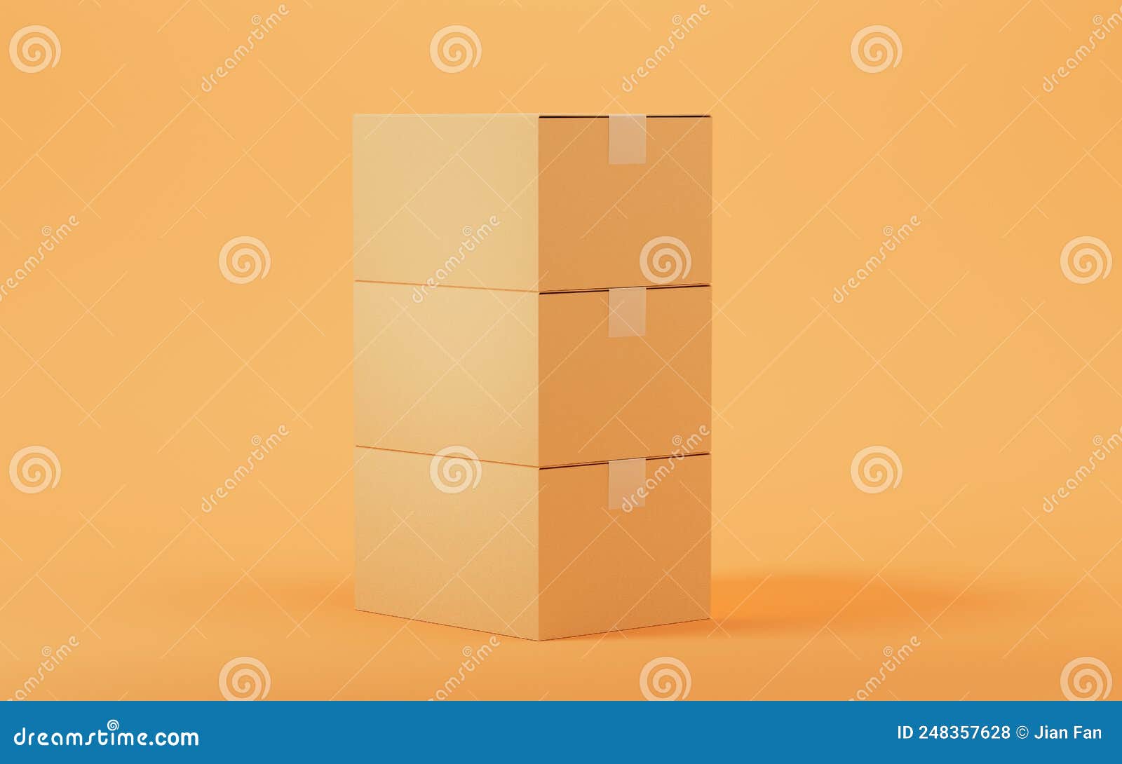 Cartons Stacked Together, 3d Rendering Stock Illustration ...