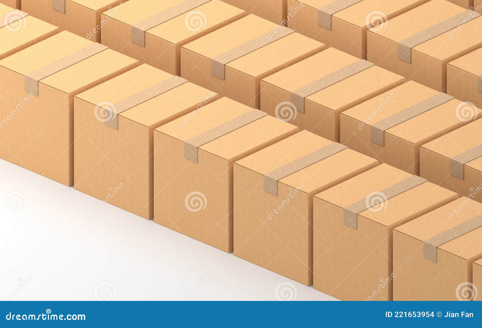 The Cartons Are Stacked Against A White Background, 3d Rendering Stock ...