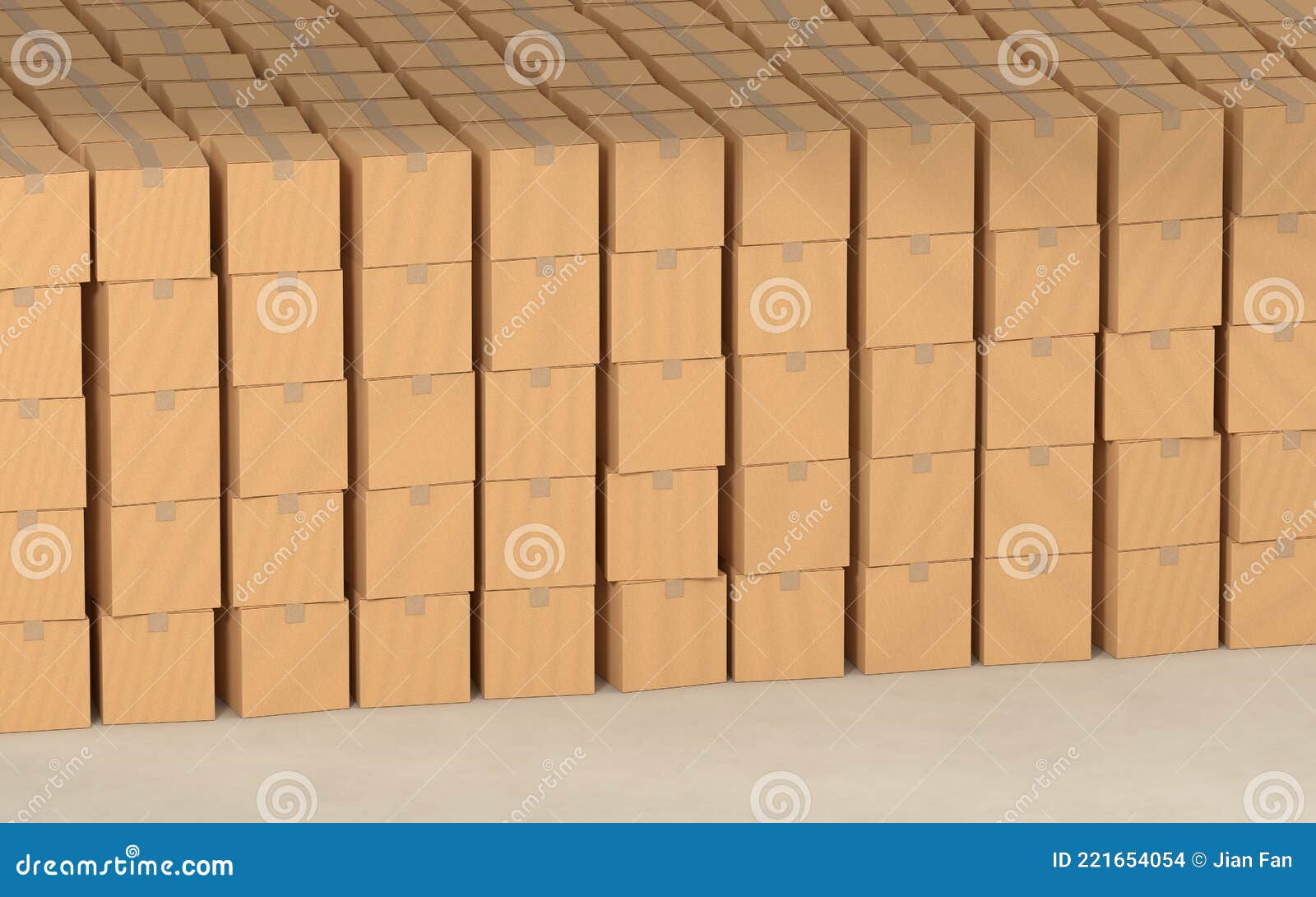 Cartons Stacked Together, Factory Warehouse, 3d Rendering Stock ...