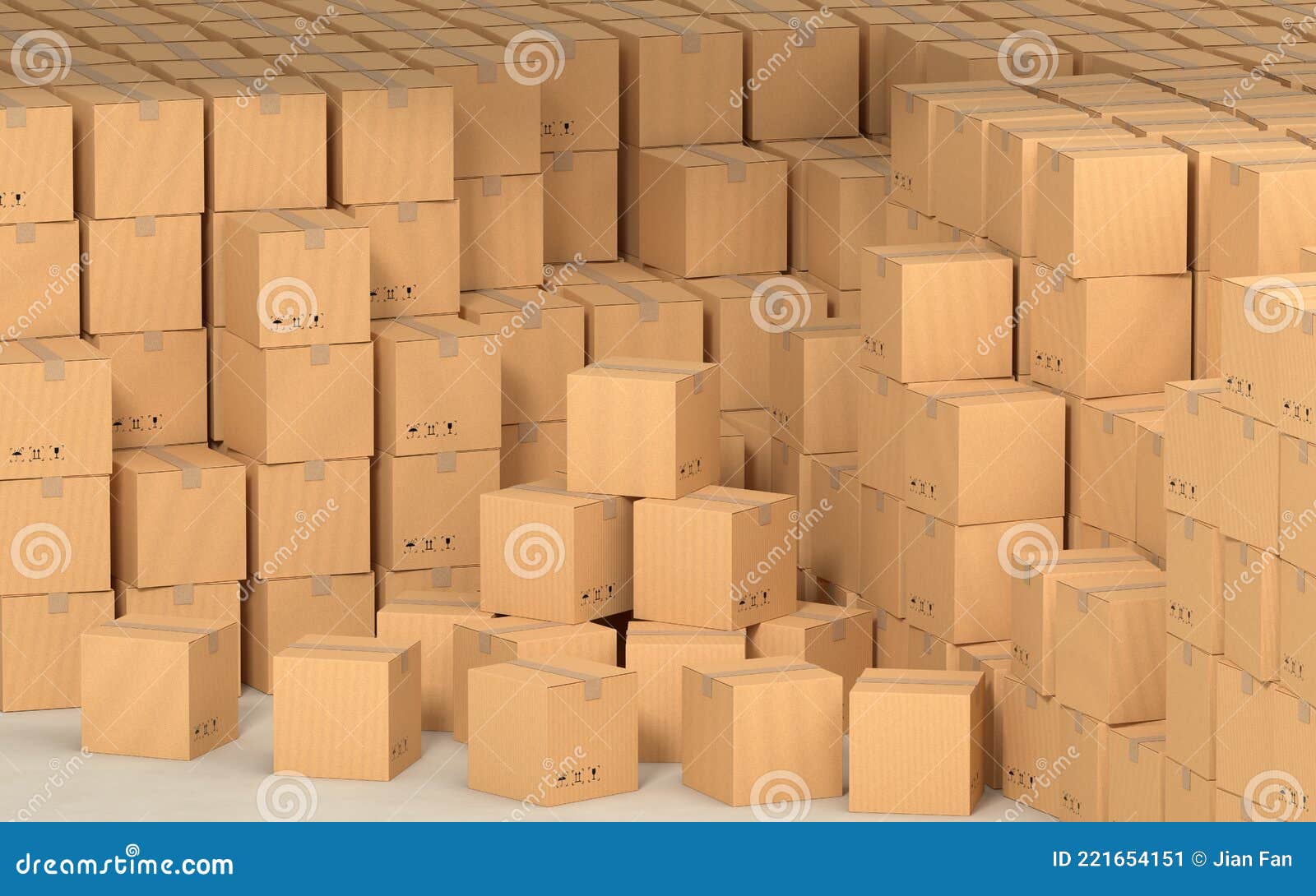 Cartons Stacked Together, Factory Warehouse, 3d Rendering Stock ...