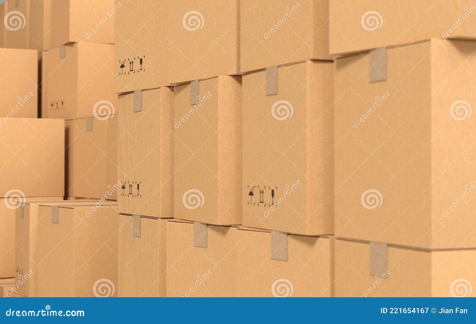Cartons Stacked Together, Factory Warehouse, 3d Rendering Stock ...