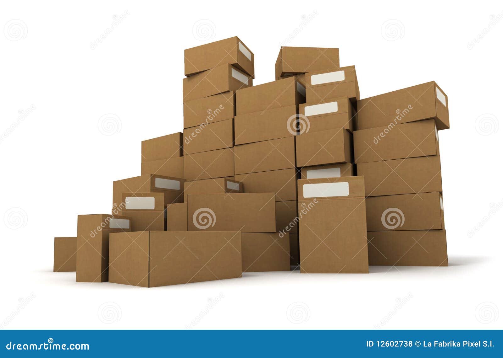 Cartons sur une pile illustration stock. Illustration du rendu - 12602738
