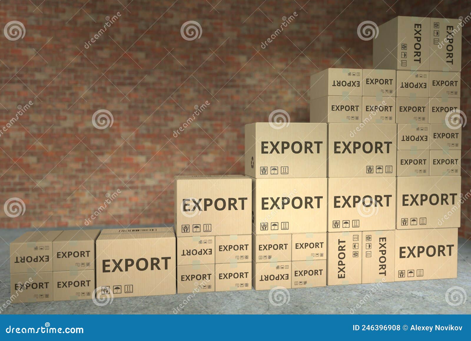 Cartons with EXPORT Text Compose a Rising Chart, Business Success ...