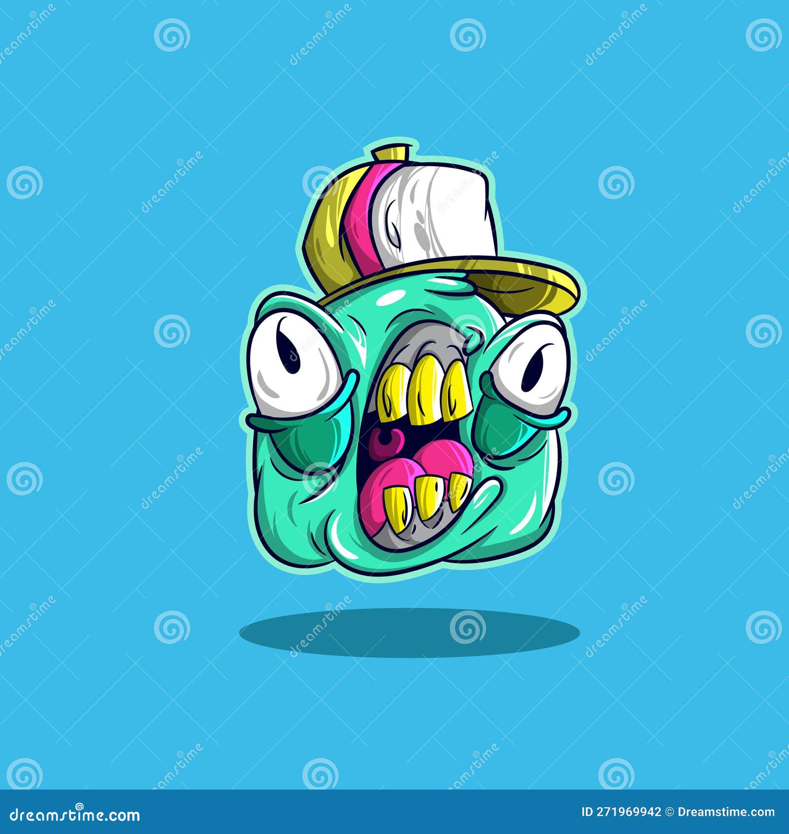 Cartoon Green Monster in Hat Stock Vector - Illustration of vector ...