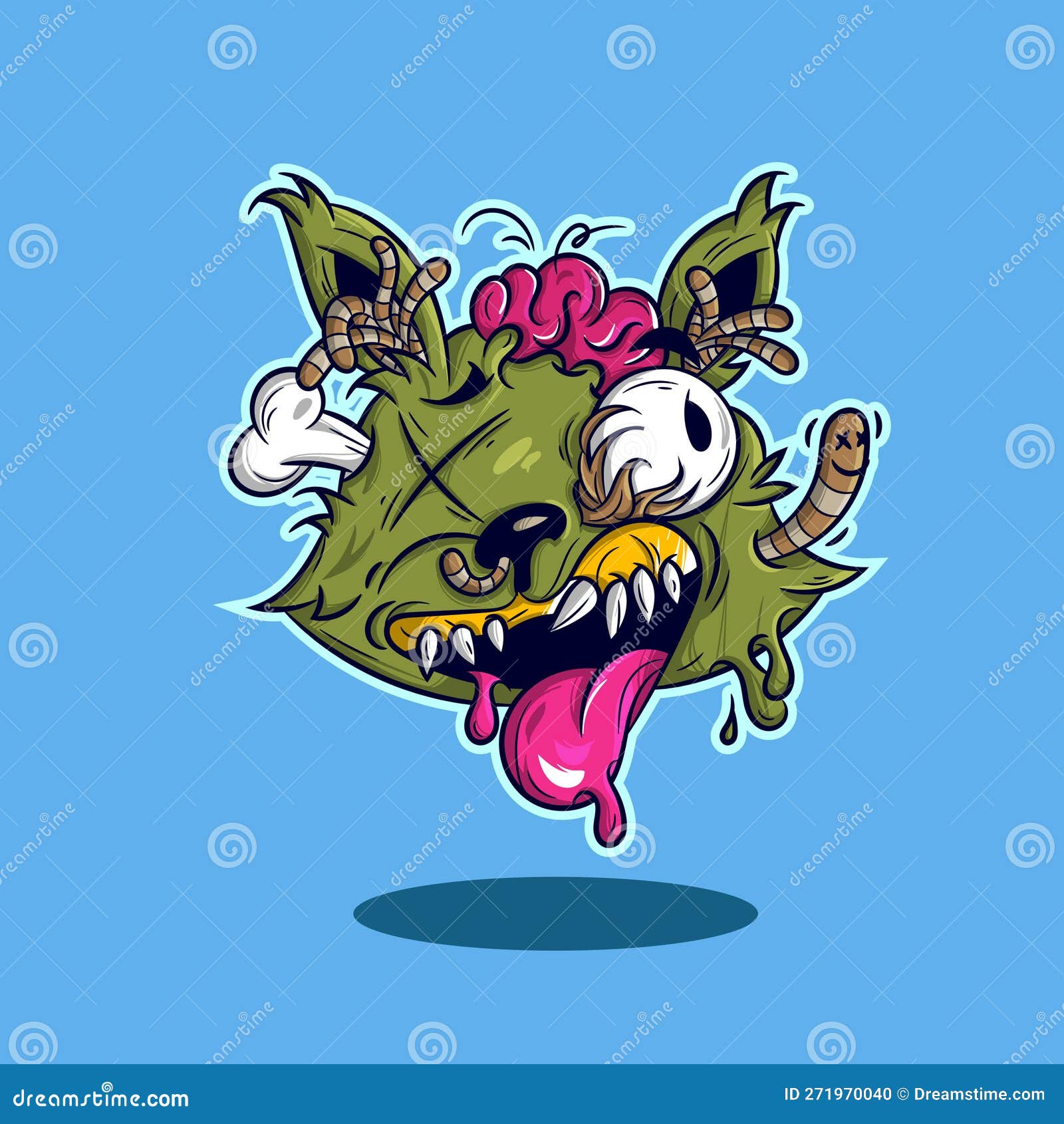 Cartoon Monster Cat Head Out Caterpillar Stock Vector - Illustration of ...