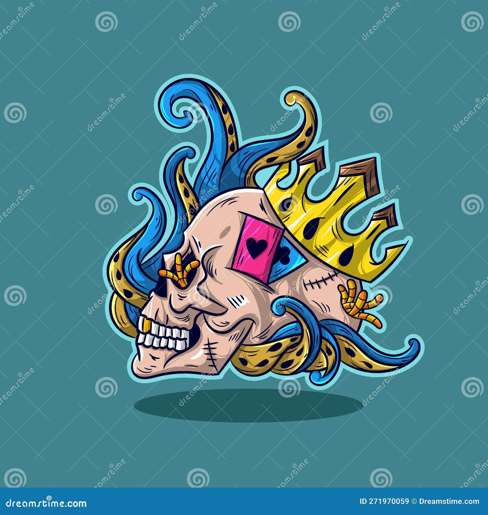 Skull King Sports Logo. Skull King Mascot Logo For Gaming Team Cartoon ...
