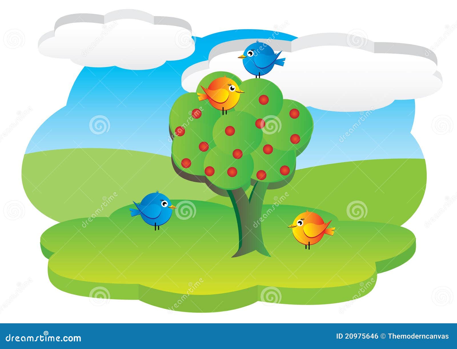 Cartoon 3d meadow stock vector. Illustration of spring - 20975646
