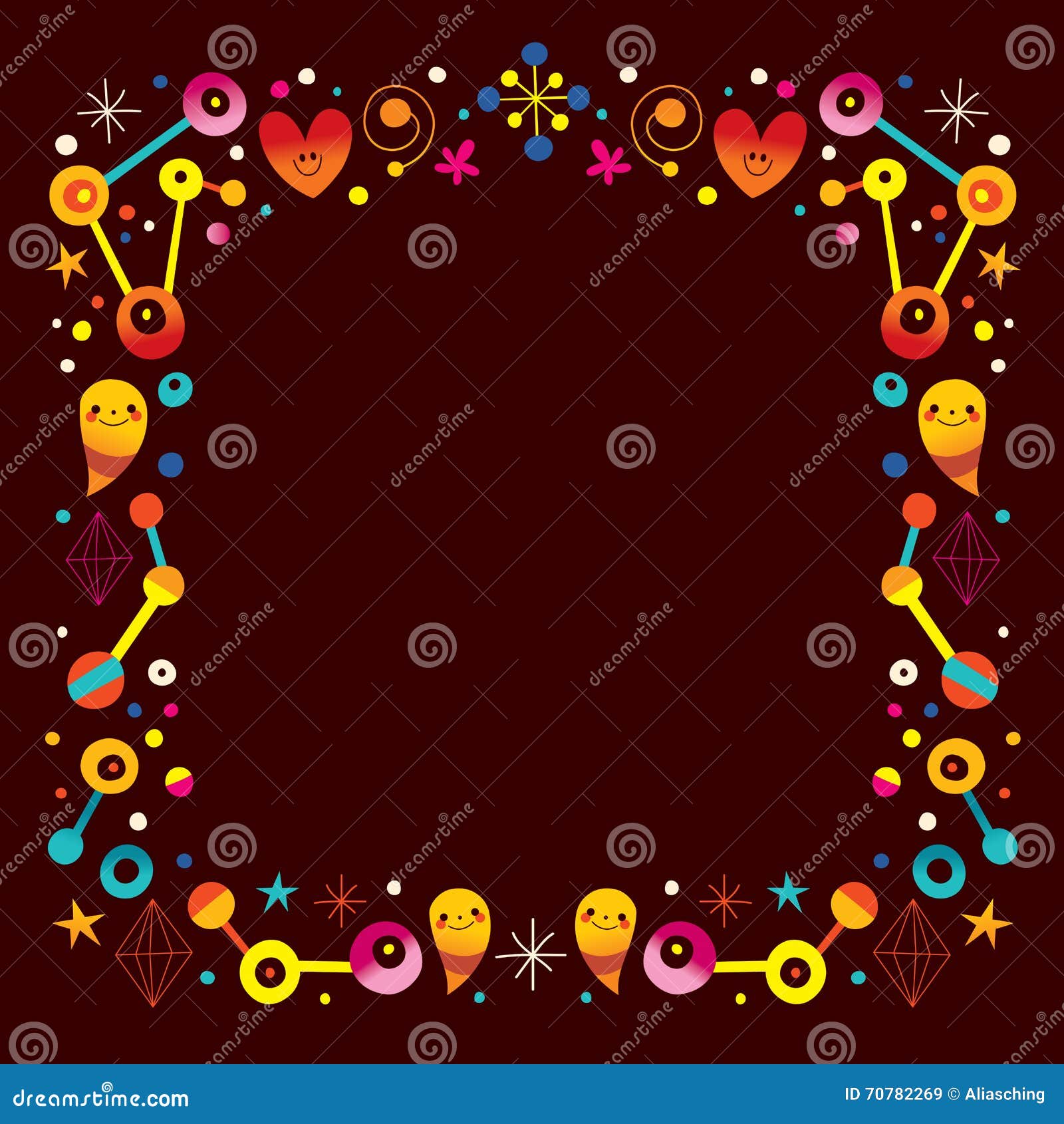 Cartoon Abstract Art Retro Frame Border Stock Vector - Illustration of ...