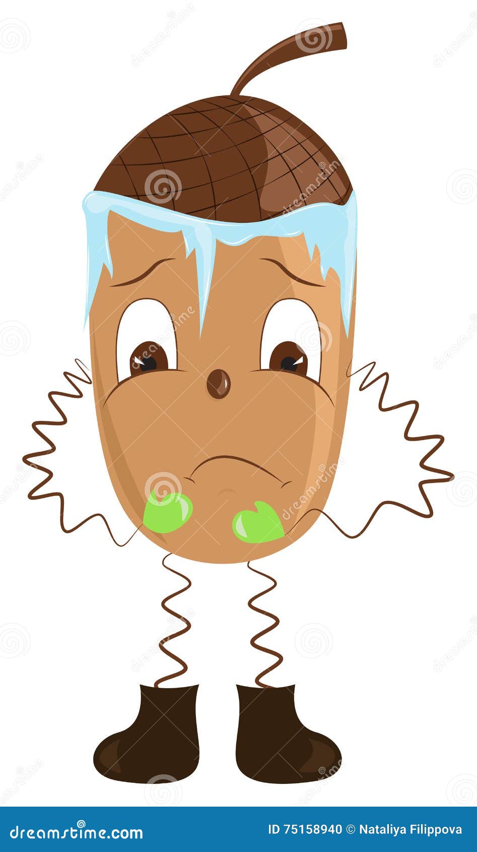 Cartoon Acorn, Nuts On The White Background. Vector Illustration ...