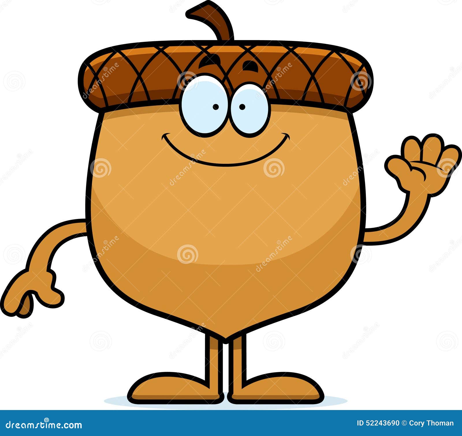 Cartoon Acorn Waving stock vector. Illustration of cartoon - 52243690