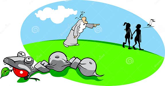 Cartoon Adam and Eva stock vector. Illustration of stroke - 16372738