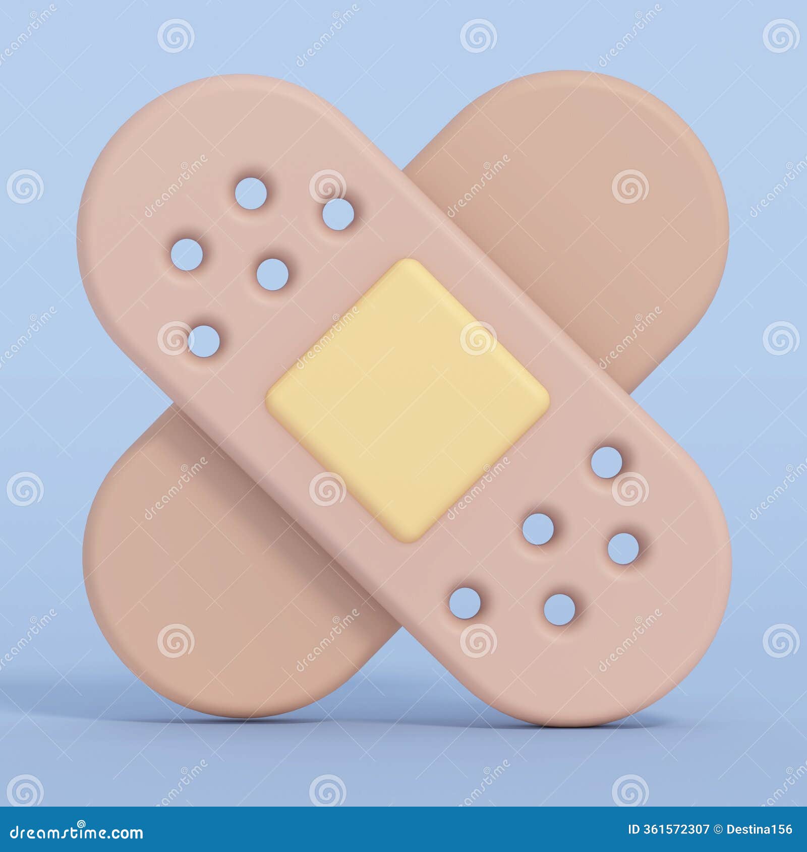 Cartoon Adhesive Plasters Isolated on Blue Background. 3D Illustration ...