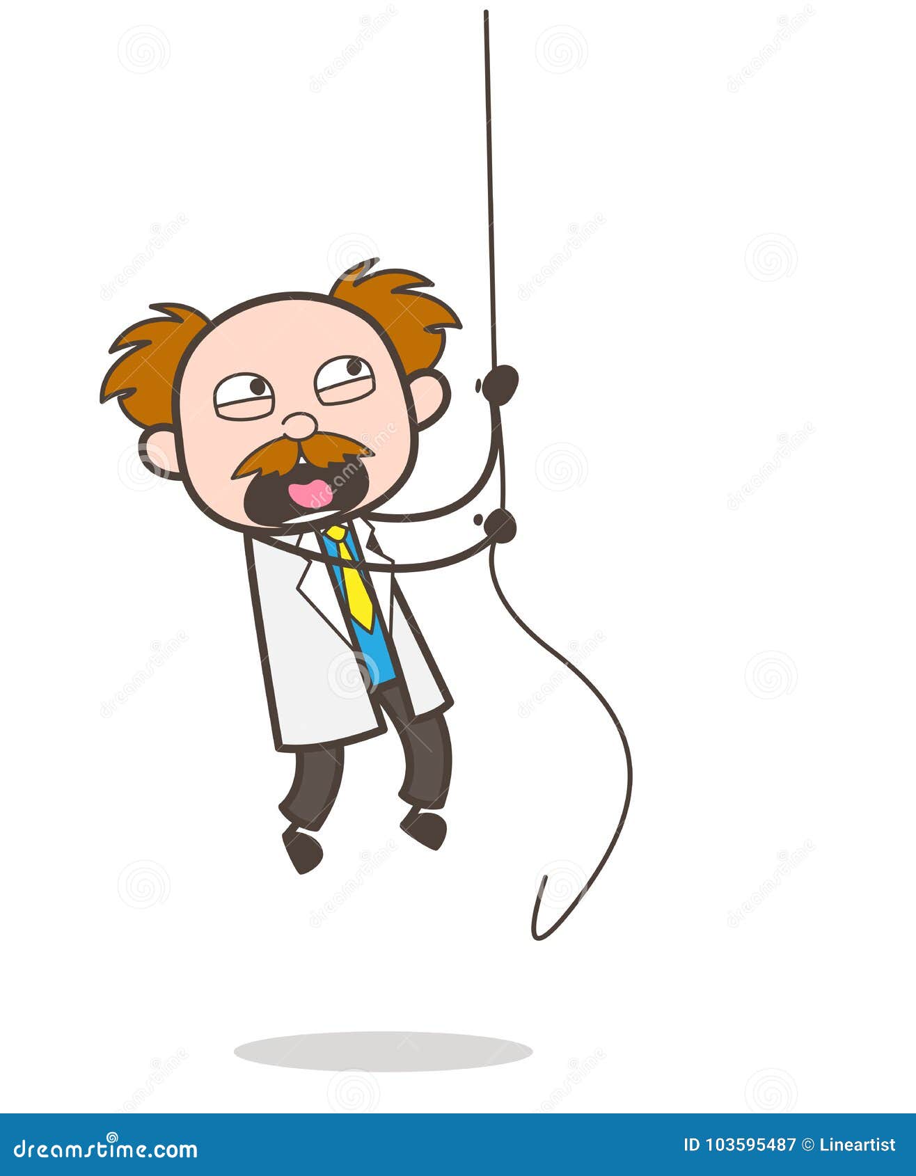 Cartoon Adventurous Scientist Climbing Rope Vector Concept Stock ...