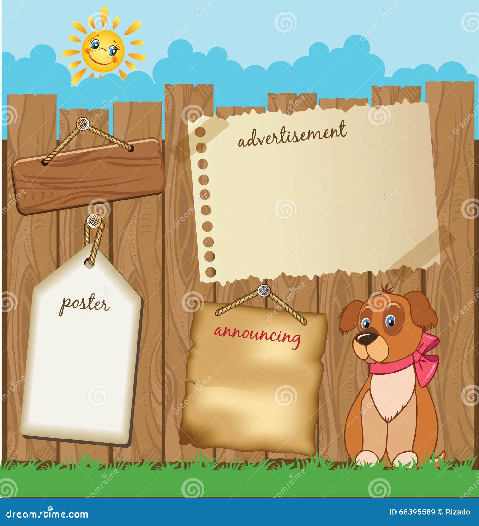 Cartoon advert template stock vector. Illustration of design - 68395589