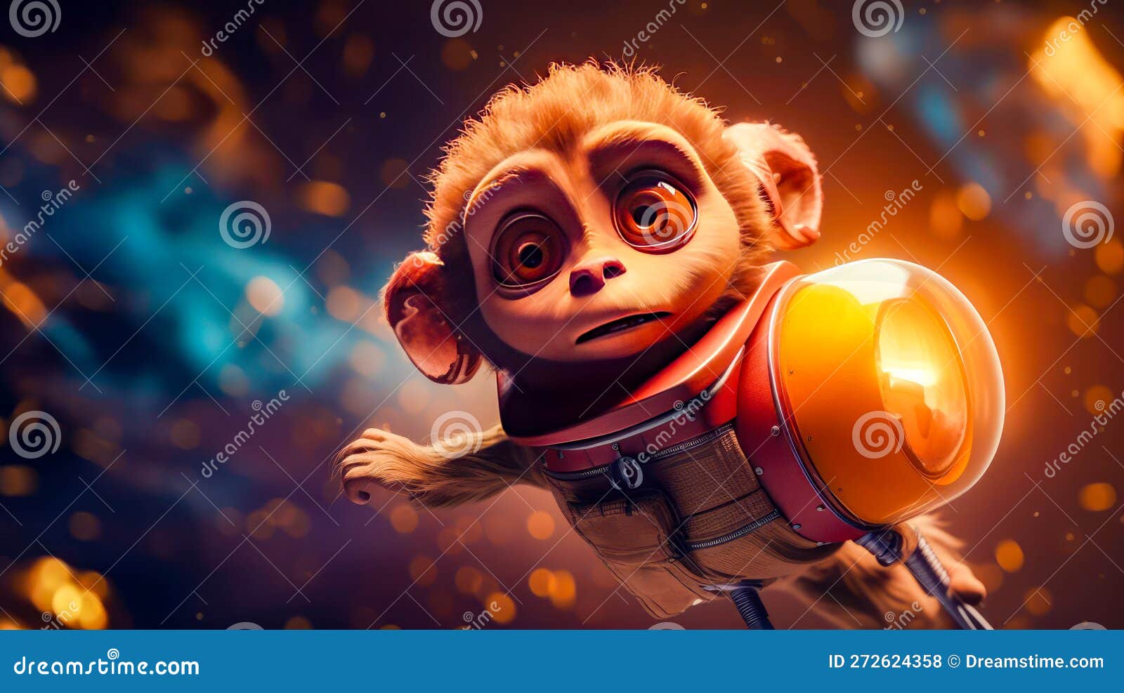 Cartoon-Affe Im Weltraum Mit Helm. Generative Hilfe Stock Abbildung ...