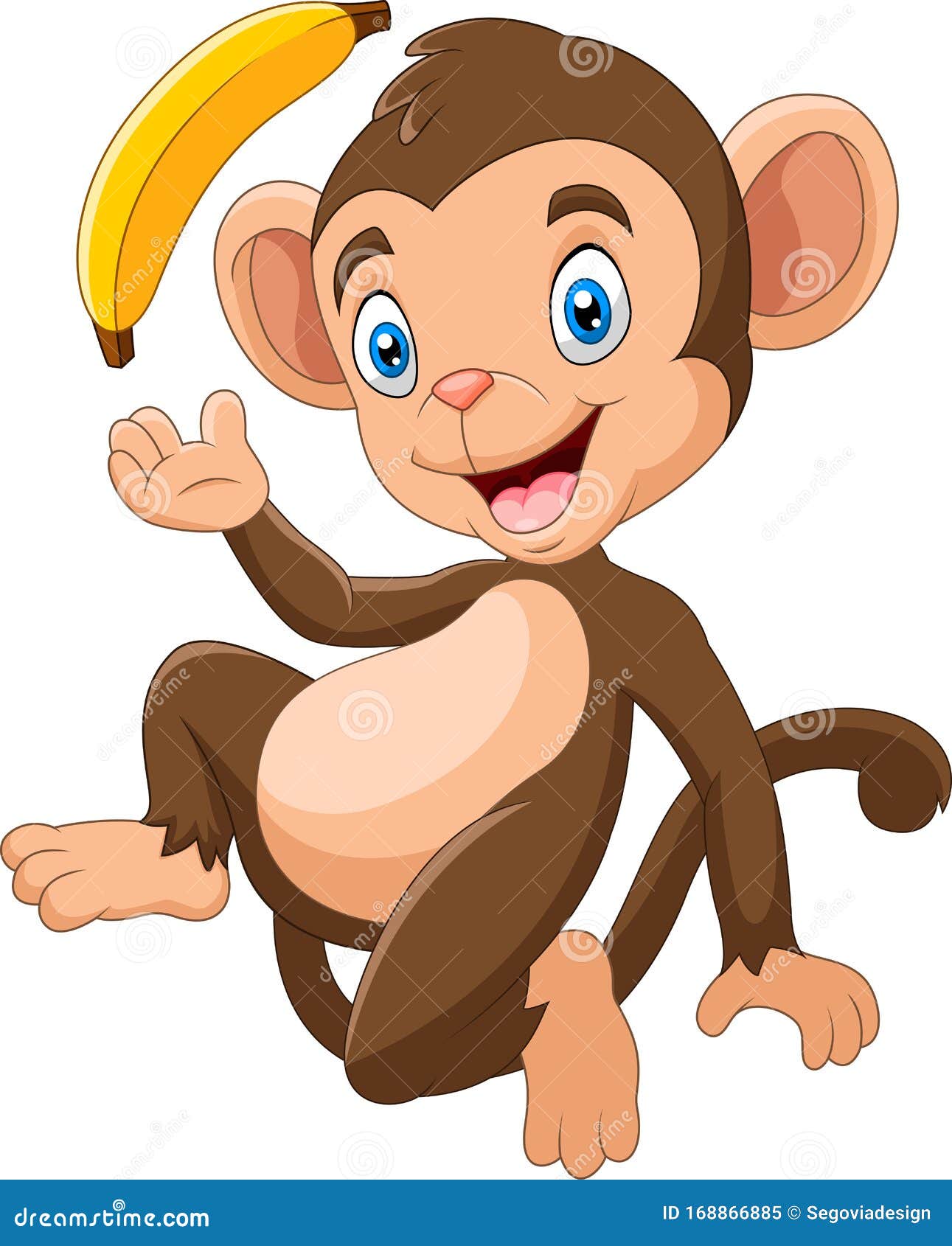 Cartoon-Affe mit Banane vektor abbildung. Illustration von wildnis - 168866885