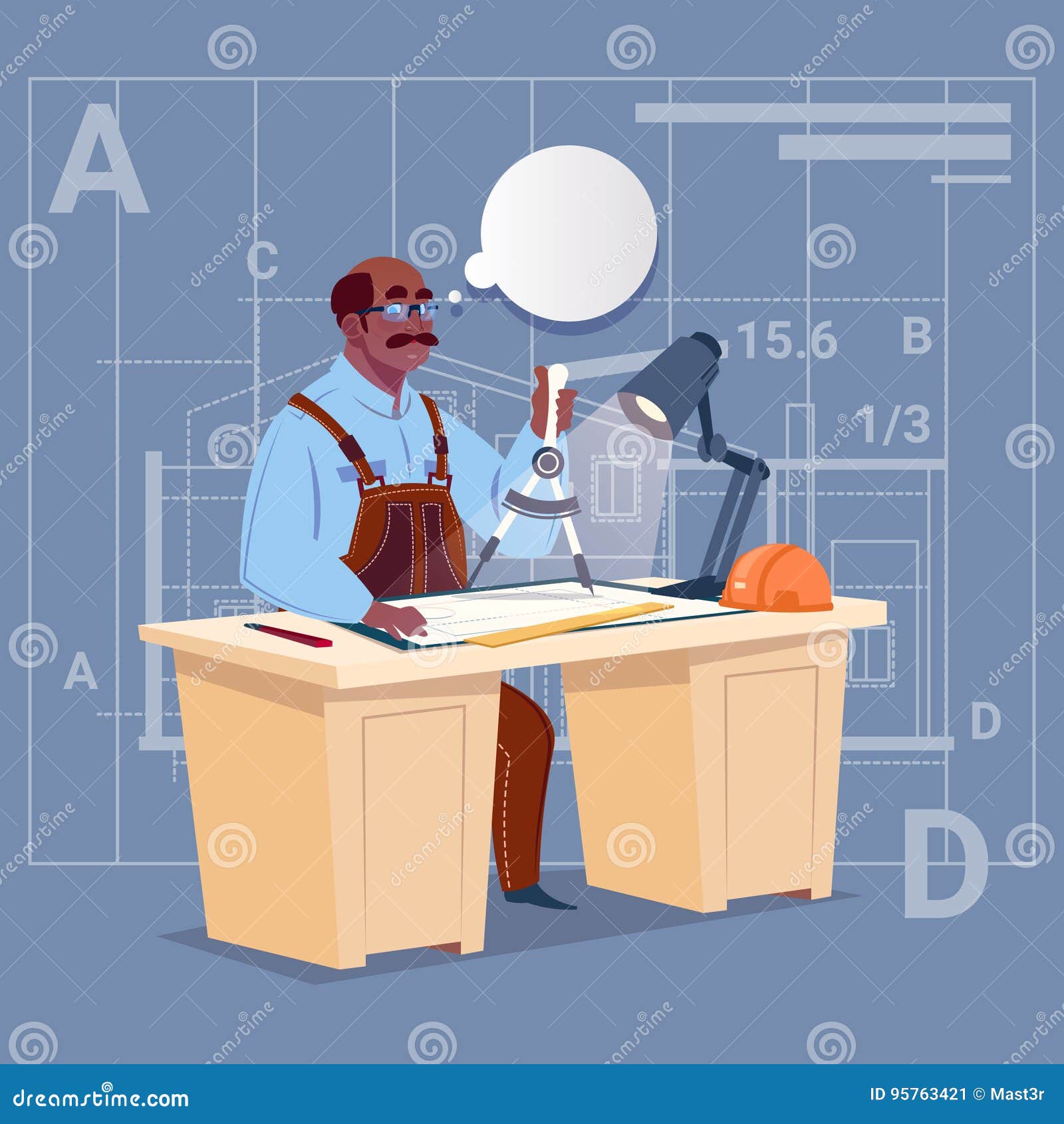 African Architect Engineer Manager With Suit,Vector Illustration ...