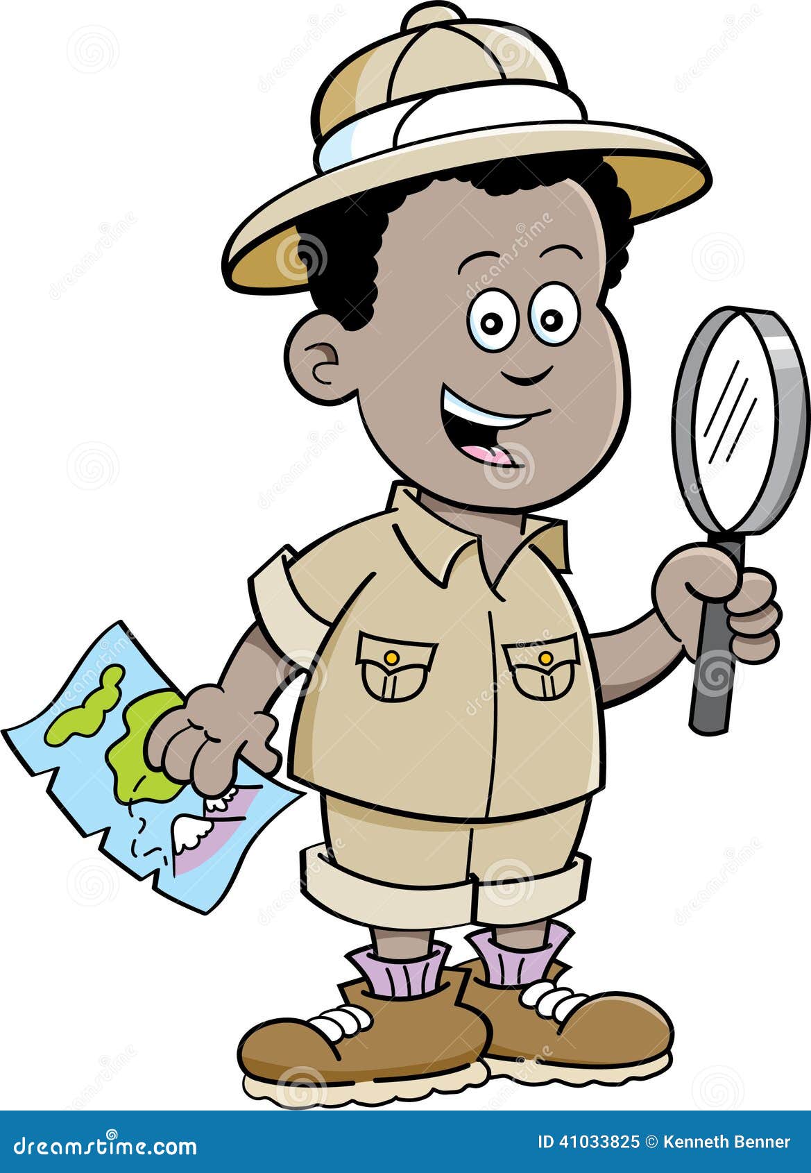 Cartoon African Boy Explorer | CartoonDealer.com #41033825