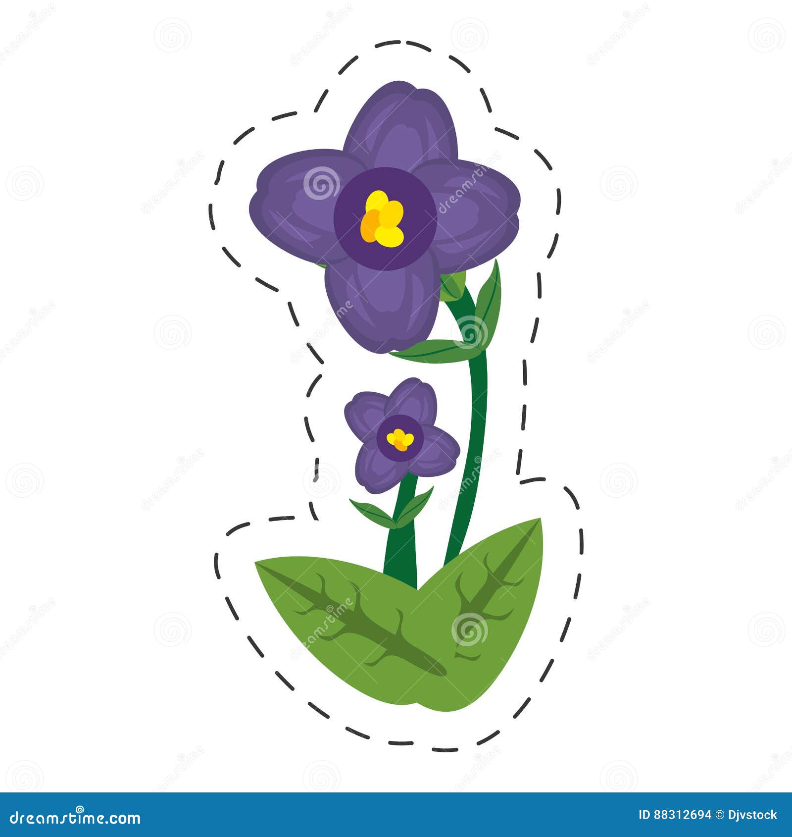 Cartoon African Violet Flower Stock Illustration - Illustration of ...
