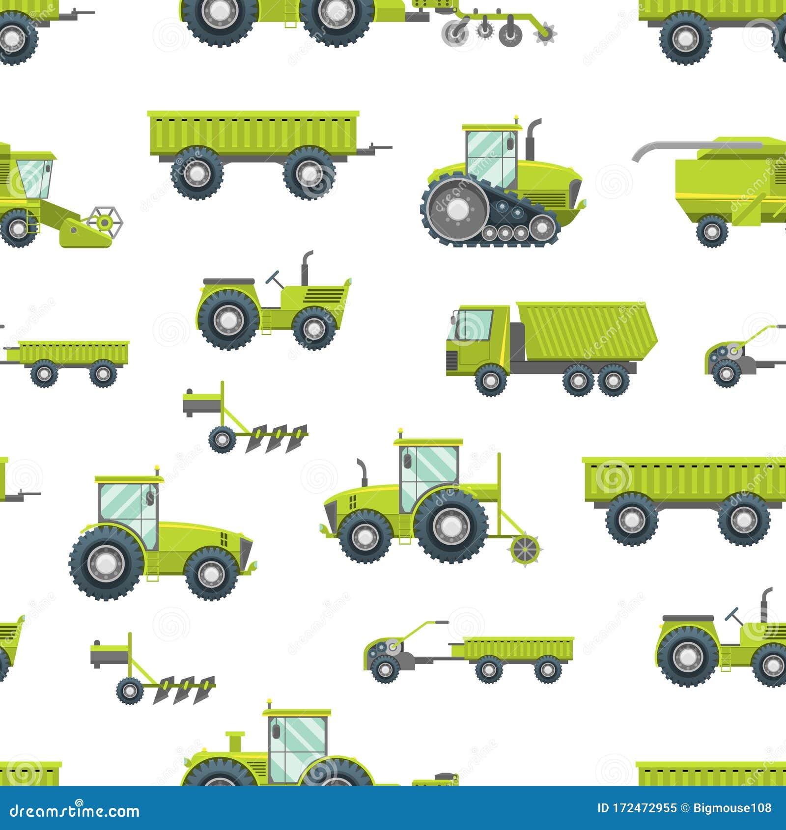 Cartoon Agricultural Vehicles Seamless Pattern Background. Vector ...