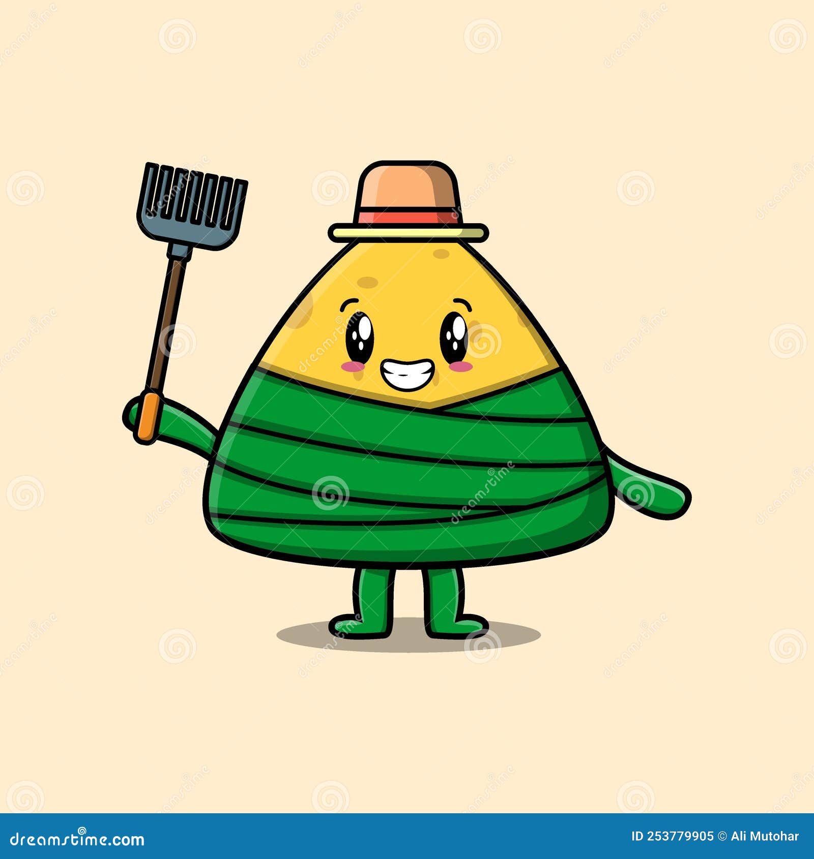 Cartoon Agricultural Worker Chinese Rice Dumpling Stock Vector ...