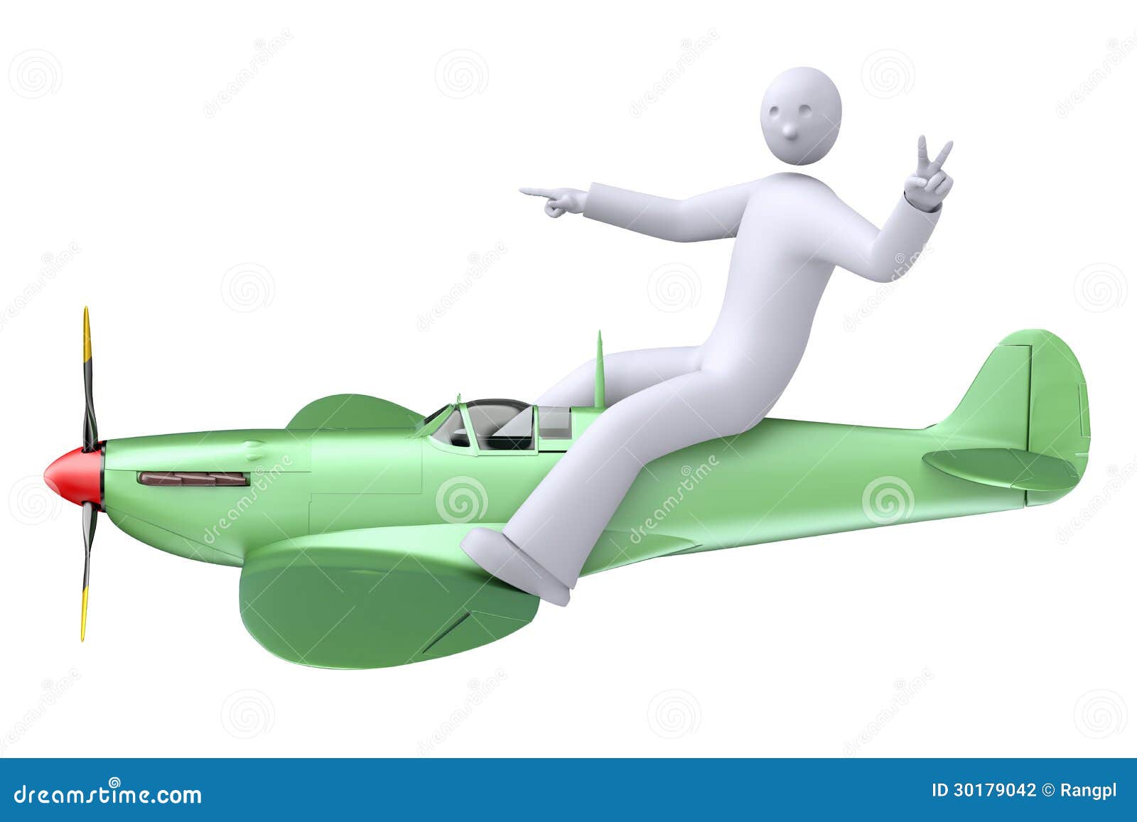 Pilot Flying the Spitfire Airplane Stock Illustration - Illustration of ...