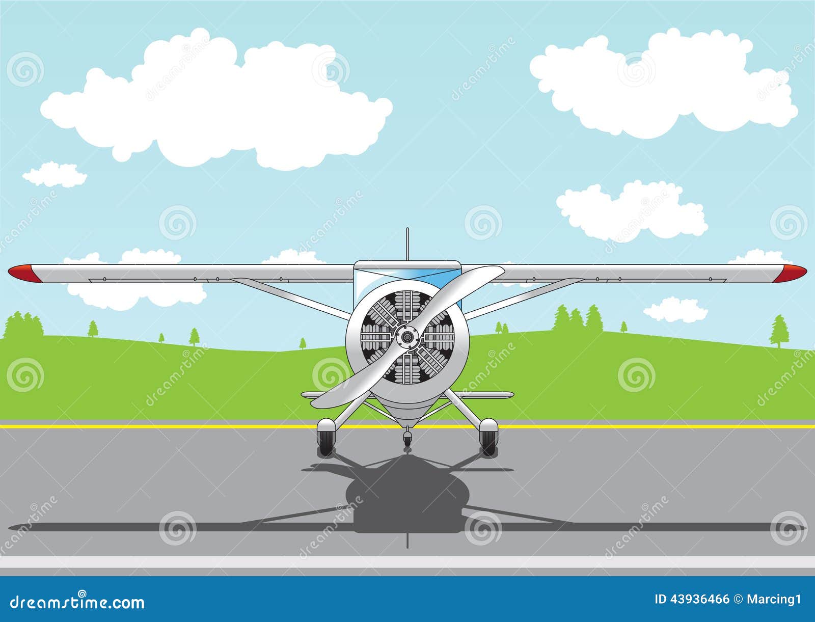 Cartoon Airplane on Airfield Stock Vector - Illustration of plane ...
