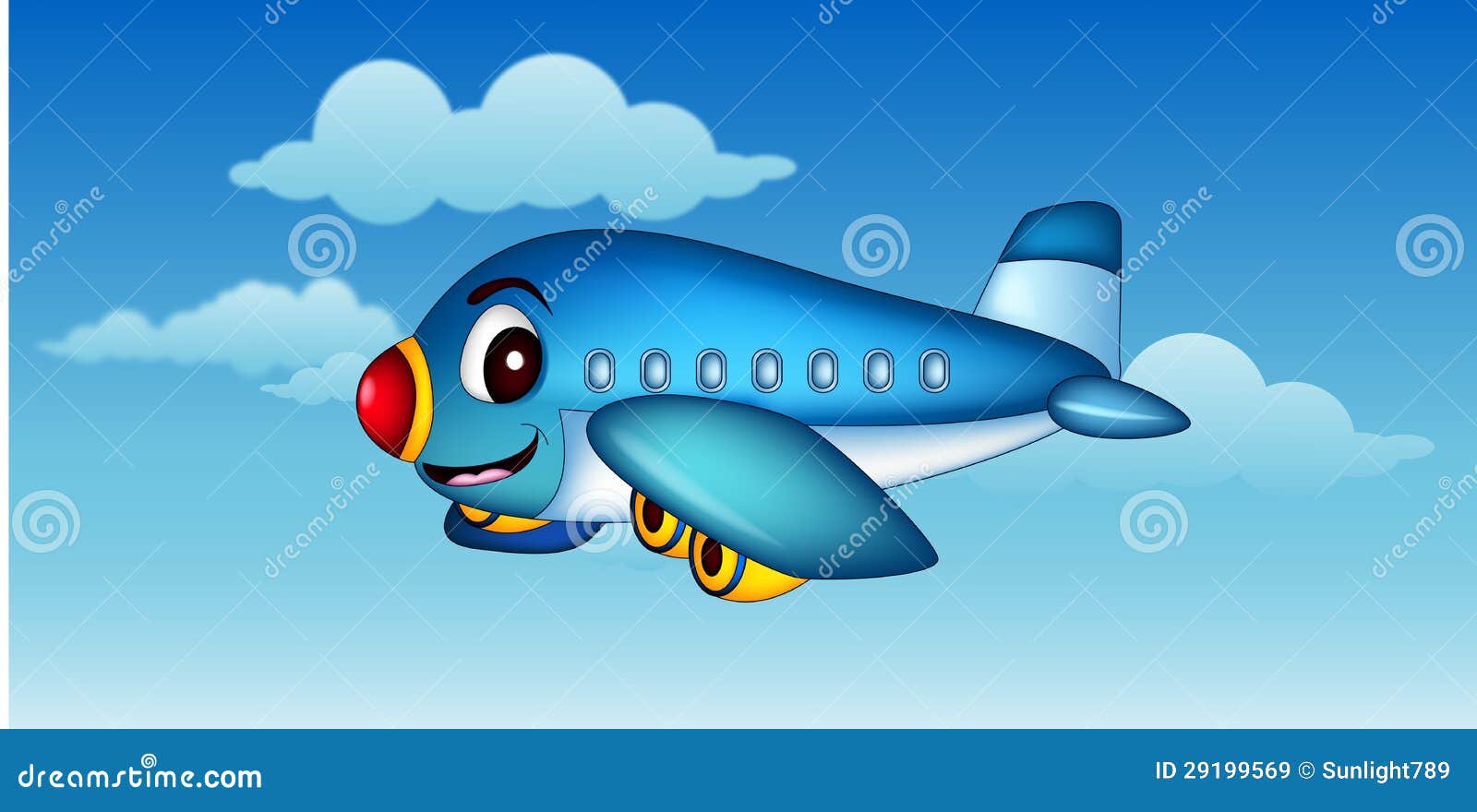 Cartoon airplane flying stock illustration. Illustration of engine ...